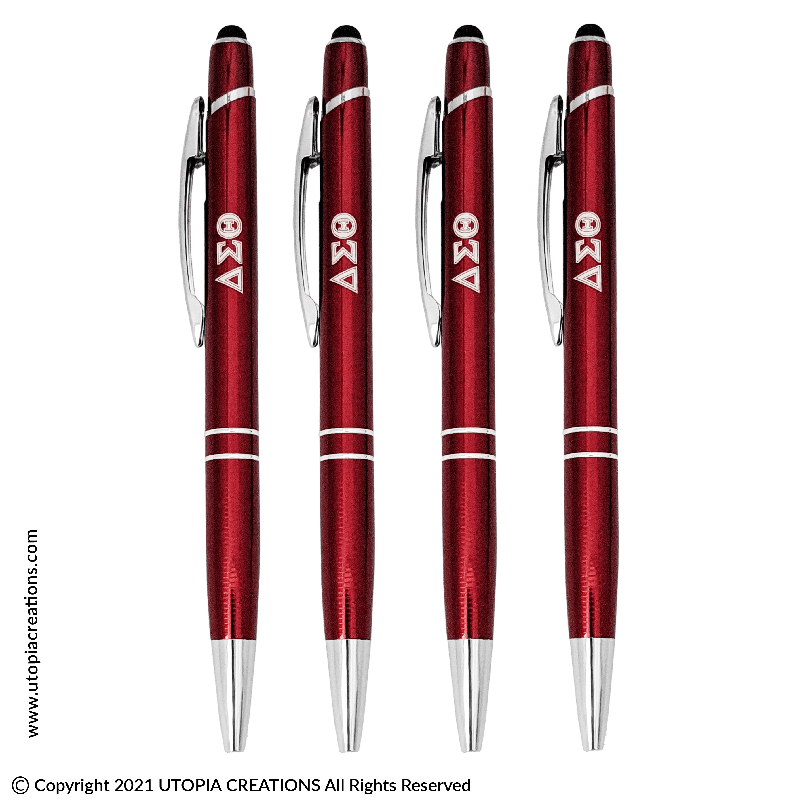 Delta Sigma Theta Stationery Ink Pens w/Stylus (Set of 4) | Simply Greek